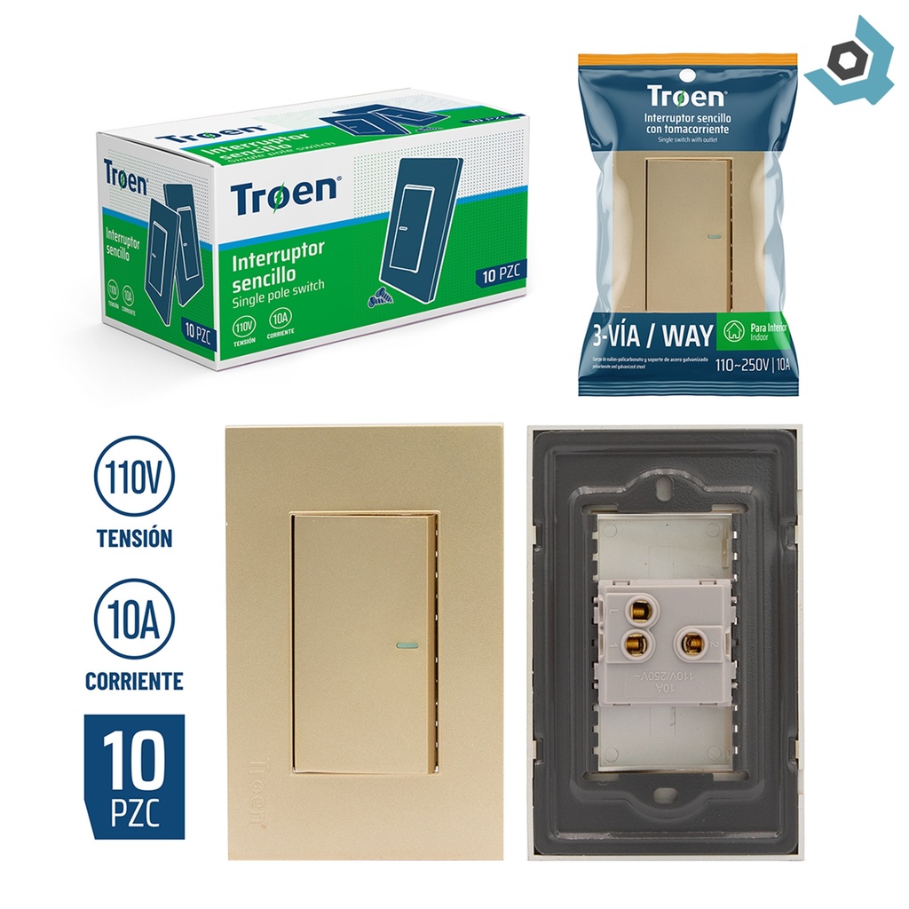 APAGADOR INDIVIDUAL 3 WAY DORADO TROEN | Litani Import Export